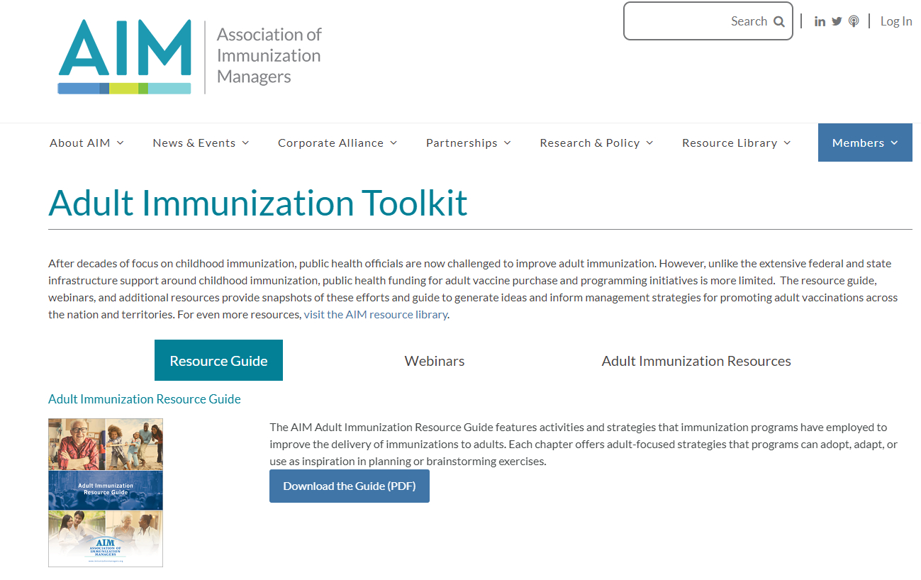 Toolkit Adult Immunization Resources Vaccine Resource Hub